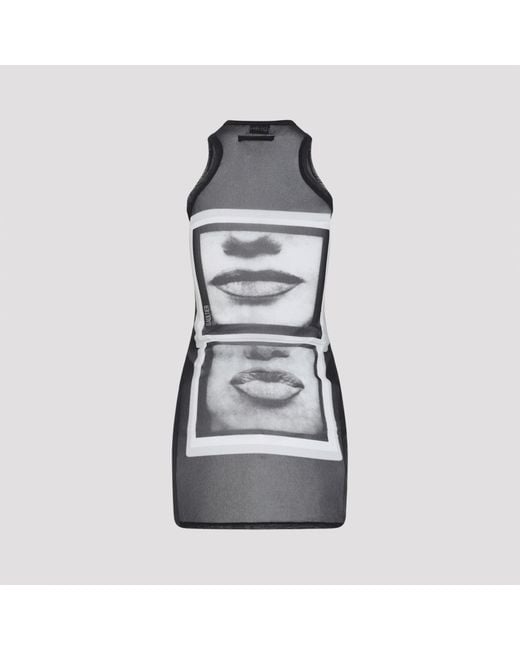 Jean Paul Gaultier Eyes And Lips Mini Dress in Black | Lyst UK
