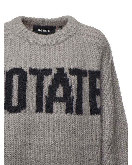 ROTATE BIRGER CHRISTENSEN Knitted Wool Blend Sweater With Logo in Grey ...