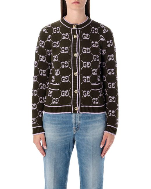 Gucci Gg Wool Bouclé Jacquard Cardigan With Buttons in Black | Lyst