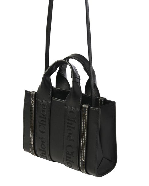 Chloé Mini Woody Tote Bag in Black | Lyst