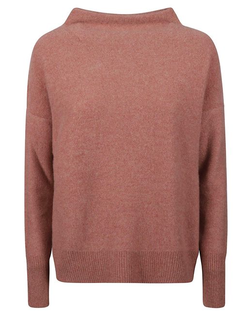 Vince Wide Neck Rib Trim Sweater in Pink | Lyst