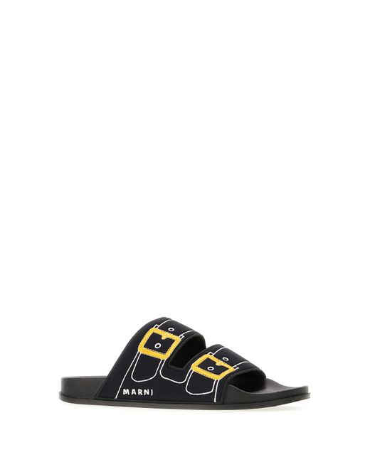 Marni Rubber And Fabric Slippers in Black for Men | Lyst