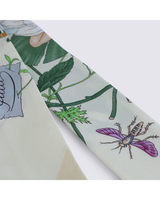 Gucci Ivory Silk Scarf | Lyst UK