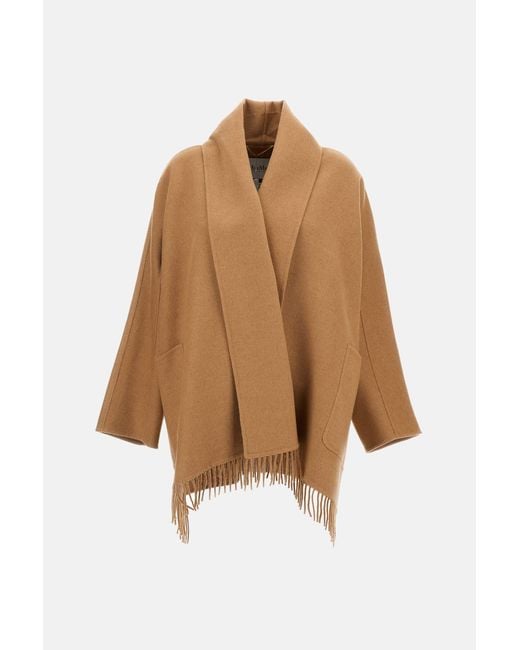 Max Mara Cardigan Camel Coat in Brown | Lyst UK