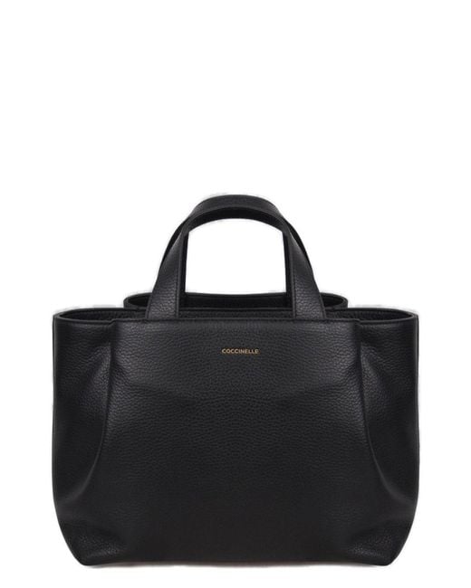 Coccinelle Folded-Detailed Top Handle Bag in Black | Lyst