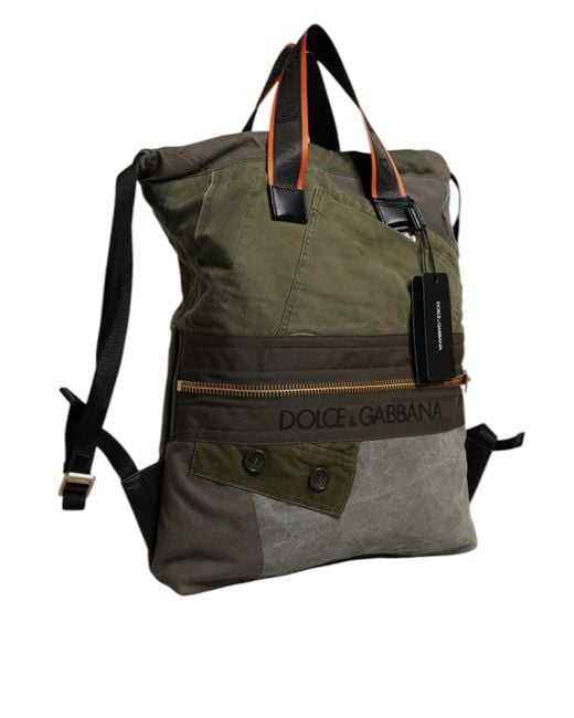 Dolce & Gabbana Military Patchwork Rucksack Backpack Bag Cotton Calf ...