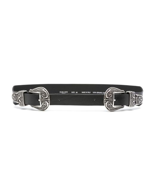 Golden Goose Double Buckle Leather Belt in Black | Lyst UK