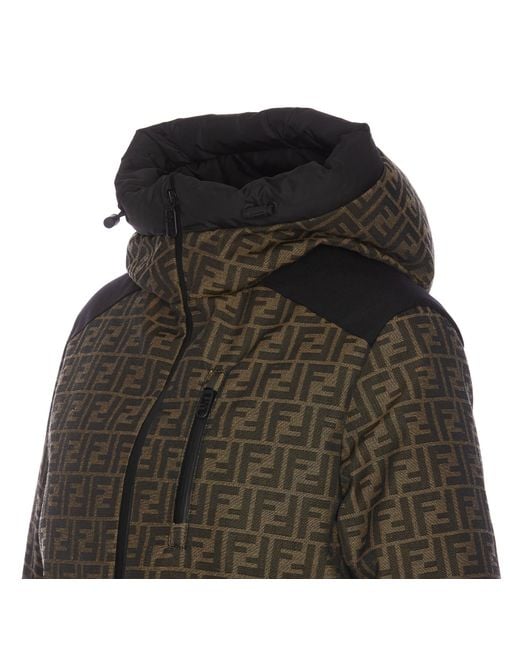 Fendi Ff Logo Ski Down Jacket in Green | Lyst