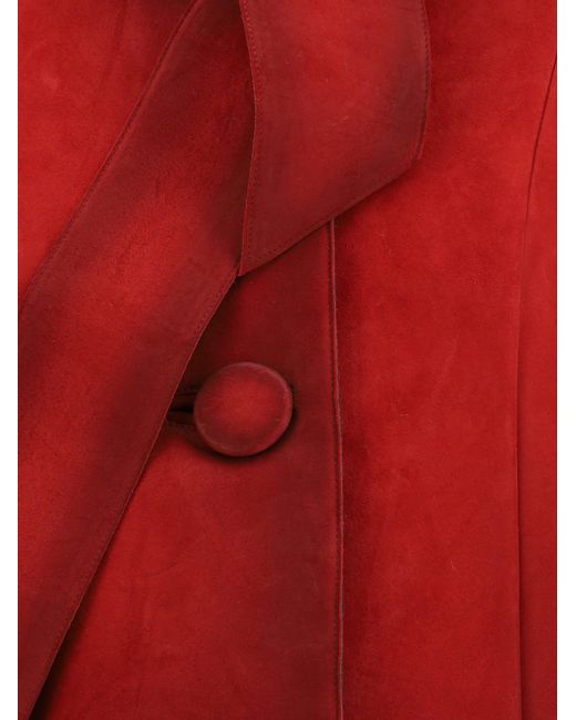 Prada Bonded Suede Jacket in Red | Lyst UK