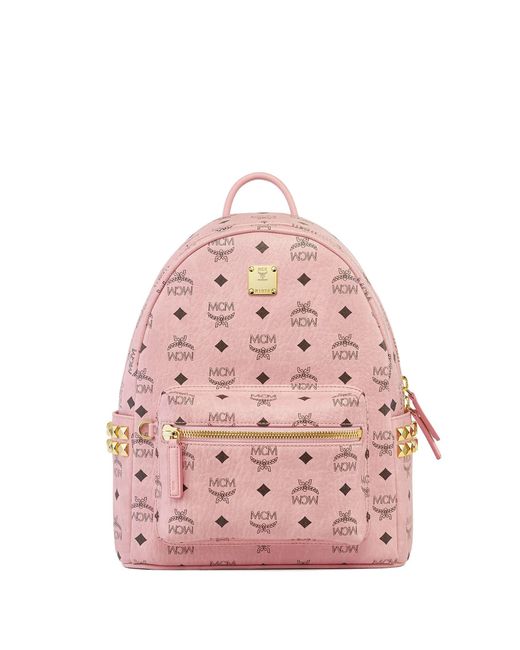 MCM Stark Side Stud Visetos Backpack in Pink | Lyst