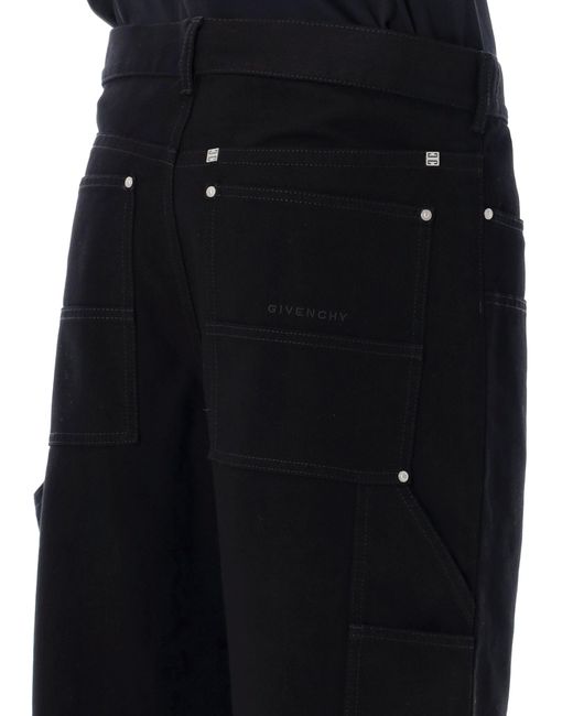 Givenchy Rugged Wide-Leg Denim Carpenter Pants in Black for Men | Lyst