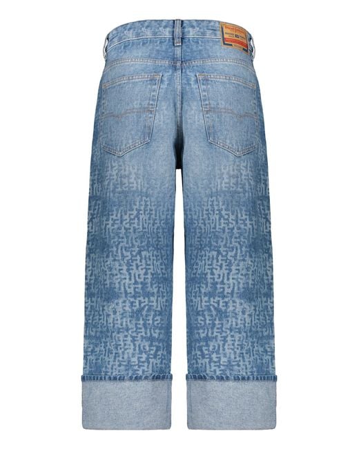 DIESEL Baggy Denim Jeans With Turned-Up Hem in Blue | Lyst UK