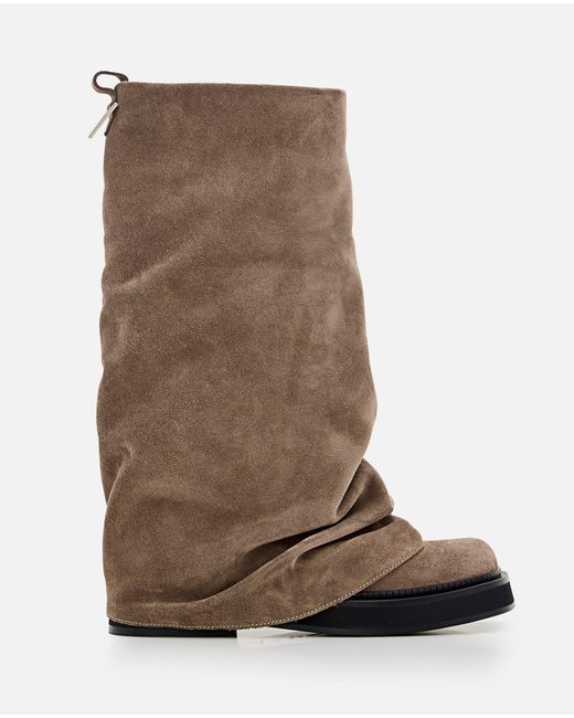 The Attico Suede Robin Combat Boots in Brown | Lyst
