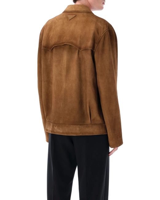 Prada Suede Jacket in Brown for Men | Lyst UK