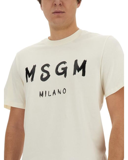 MSGM T-shirt With Logo in Gray for Men | Lyst