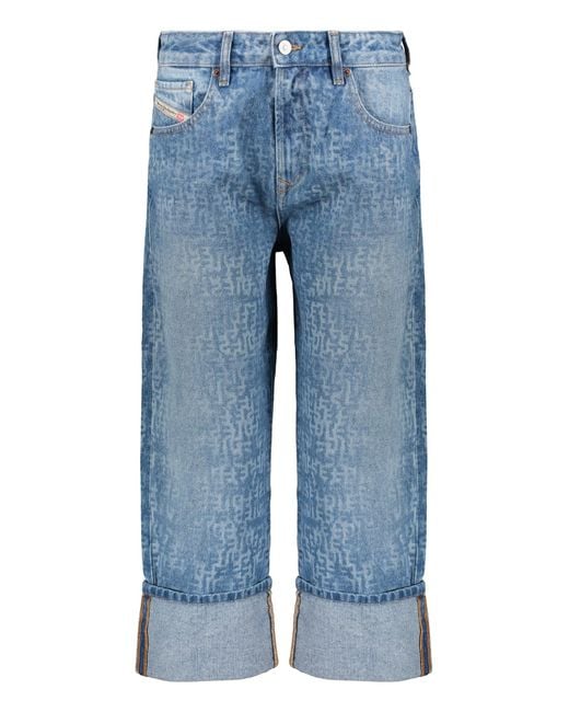 DIESEL Baggy Denim Jeans With Turned-Up Hem in Blue | Lyst UK