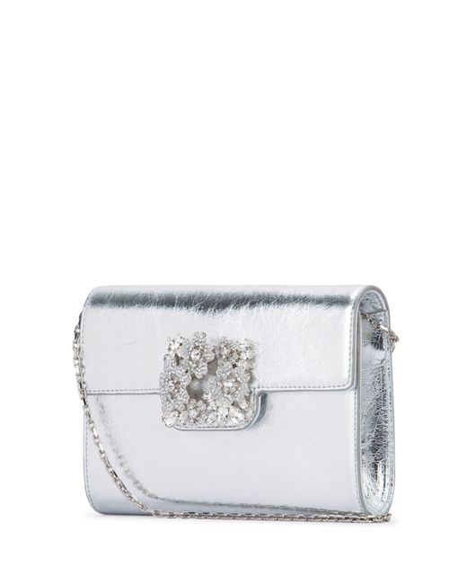 Roger Vivier Rv Bouquet Strass Env. Flap Mini in Gray | Lyst