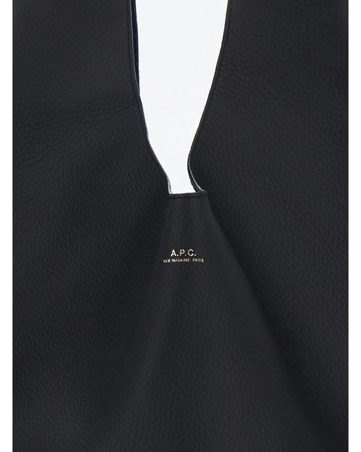 A.P.C. Le Neige Handbag With Embossed Logo On The Front in Black | Lyst UK
