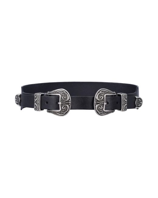 Golden Goose Washed Leather Belt With Double Buckle in Black | Lyst UK