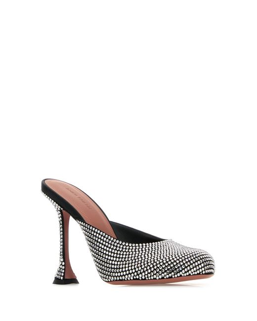 AMINA MUADDI Embellished Satin Iris Mules | Lyst