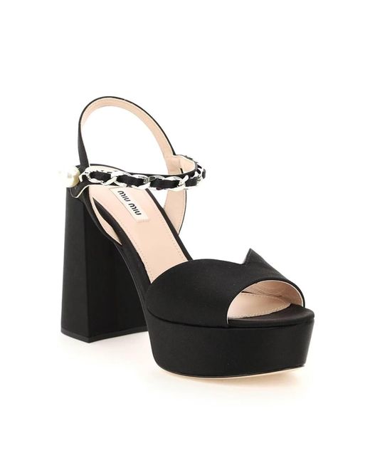 Miu Miu High Heel Sandals in Black | Lyst