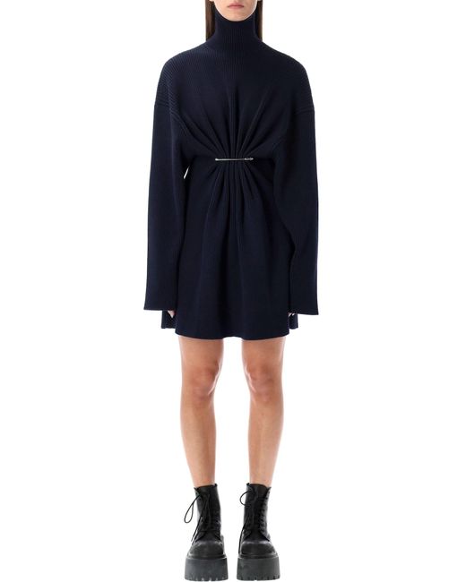 Balenciaga Draped Knit Pinched Mini Dress in Blue | Lyst