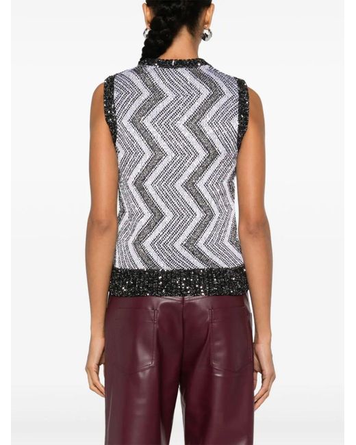 Missoni Sequinned Zigzag Vest in Gray | Lyst