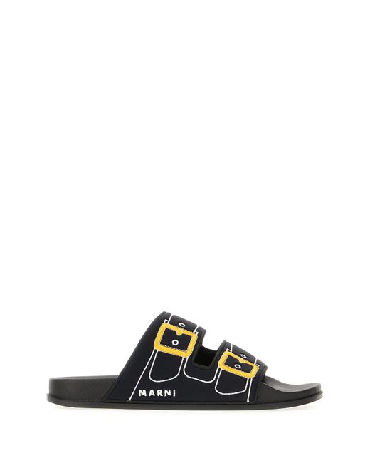 Marni Rubber And Fabric Slippers in Black for Men | Lyst