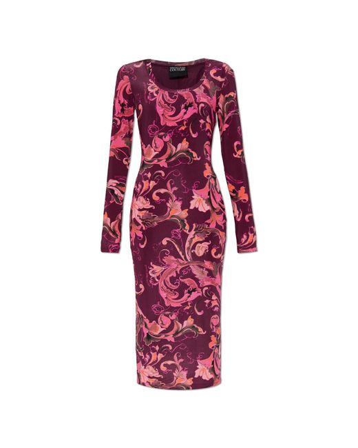 Versace Jeans Couture Dress With Barocco Print in Red | Lyst UK