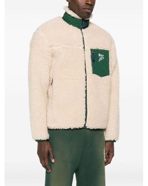 Polo Ralph Lauren Zip-Up Fleece Jacket With Pockets in Natural for Men ...