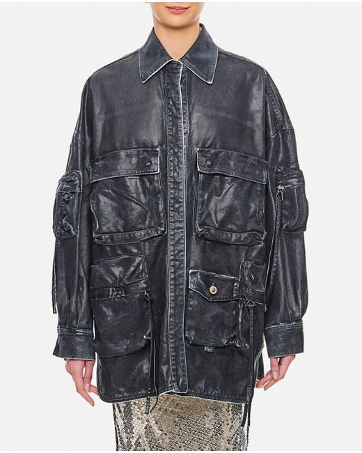 The Attico Mat Coated Canvas Bomber in Grey | Lyst UK