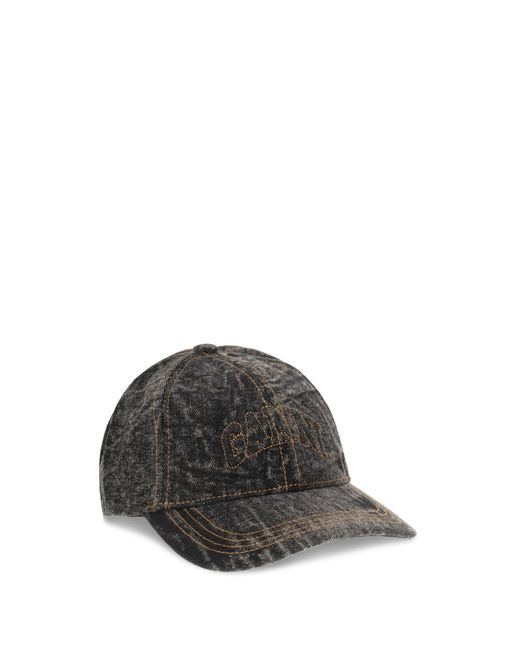 Ganni Denim Baseball Hat in Gray | Lyst