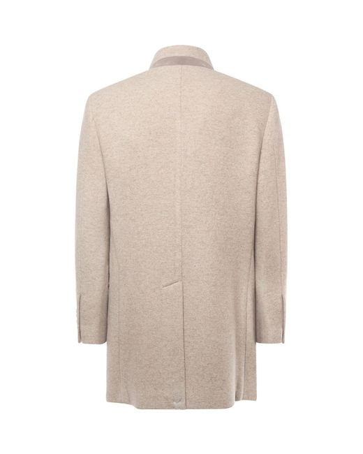 Fay Wool Coat in Natural for Men | Lyst UK