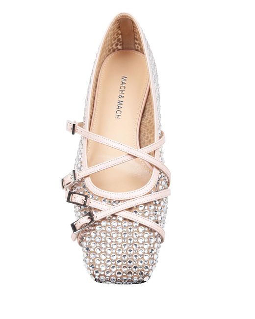 Mach & Mach Mesh Ballerina With Applied Crystals | Lyst