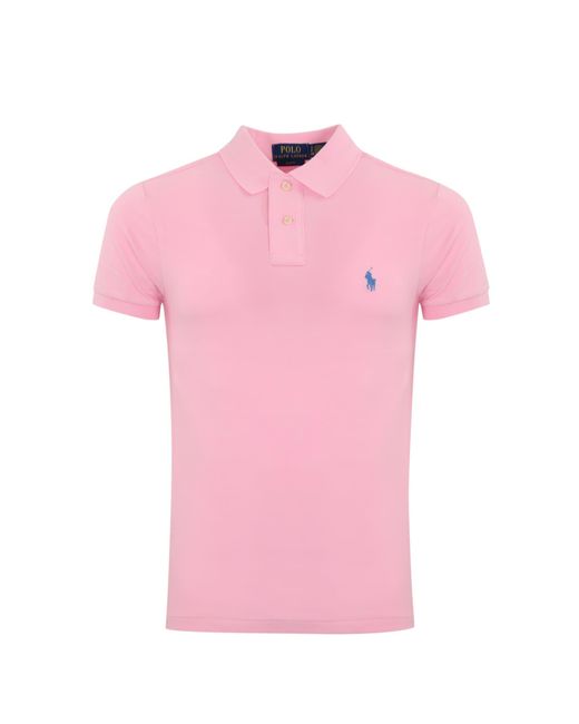 Polo Ralph Lauren Two-Button Cotton Polo Shirt With Logo in Pink for ...