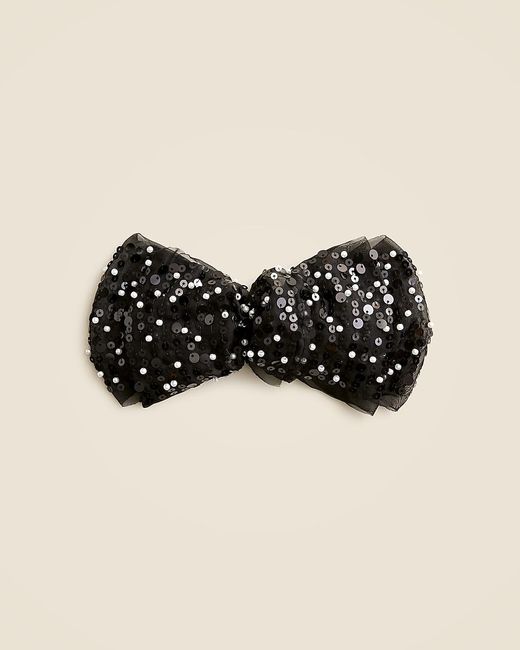 J.Crew Sequin Sheer Hair Bow in Black | Lyst