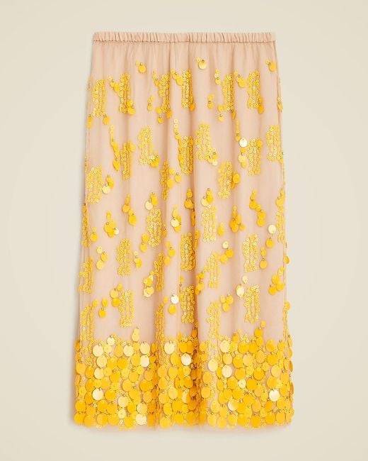 J.Crew Pre-Order Collection Flower-Sequin Midi Skirt in Natural | Lyst