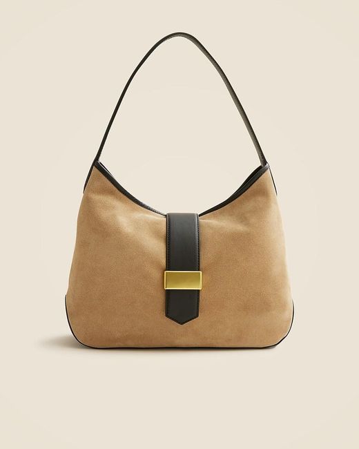 J.Crew Berkeley Suede And Leather Shoulder Bag in Natural | Lyst