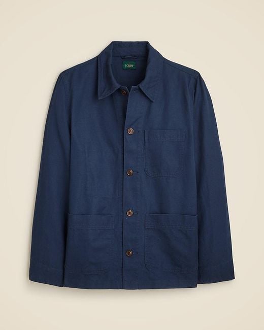 J.Crew Cotton-Linen Blend Chore Jacket in Blue for Men | Lyst