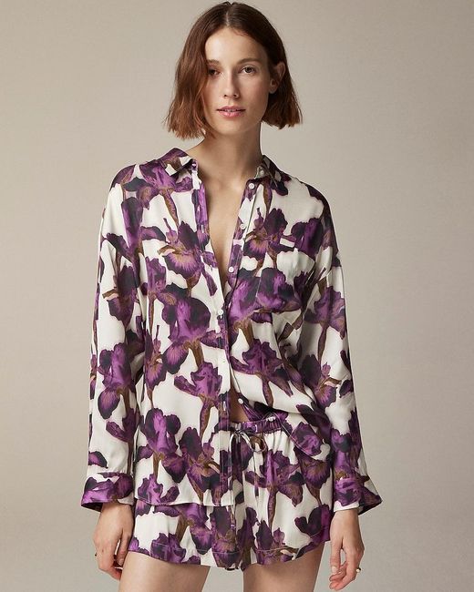 J.Crew Satin Pajama Short Set in Purple | Lyst