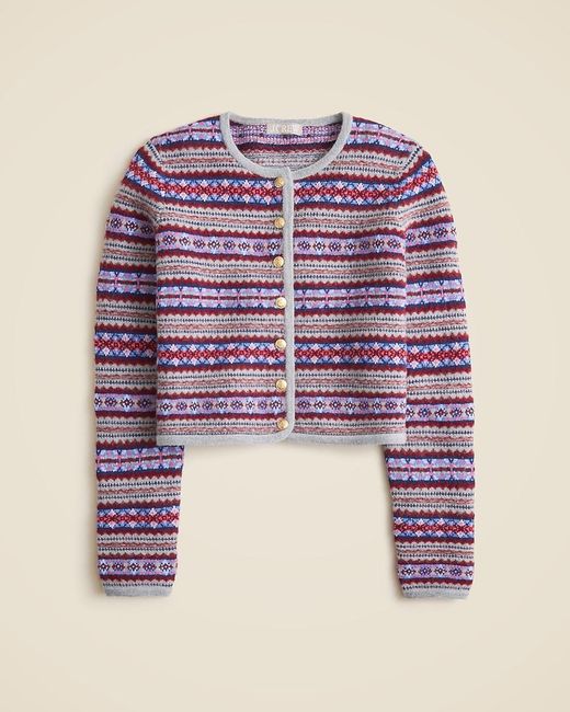 J.Crew Fair Isle Lady Jacket in Purple | Lyst