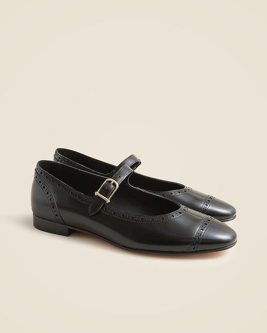 J.Crew Wing Tip Mary Jane Ballet Flats in Black | Lyst