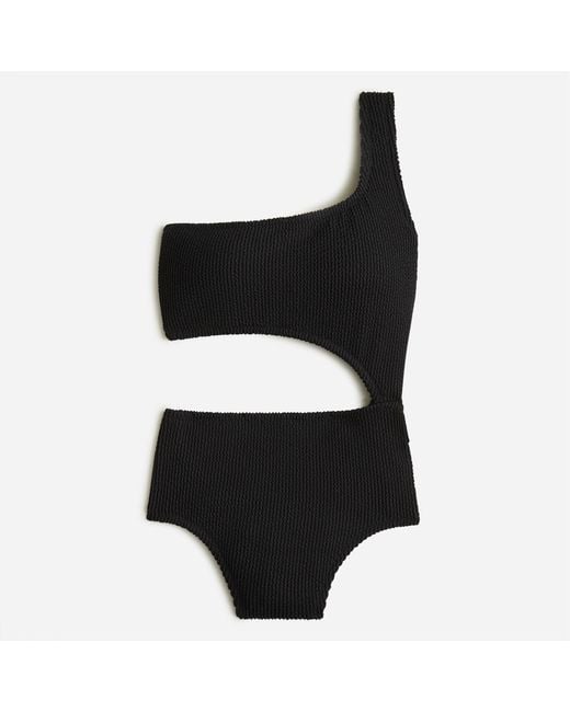 J Crew Textured One Piece Swimsuit With Cutouts In Black Lyst