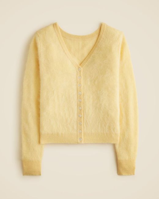 J.Crew Brushed Cashmere Relaxed-Fit Reversible Cardigan in Natural | Lyst