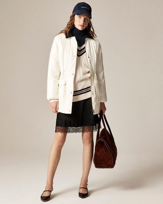 J.Crew Puffer Barn Jacket With Primaloft in Natural | Lyst
