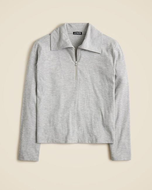 J.Crew Soft Rib Quarter-Zip Top in Gray | Lyst