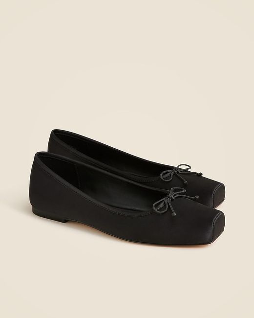 J.Crew Square-Toe Ballet Flats in Black | Lyst
