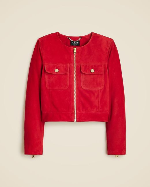 J.Crew Collection Suede Jacket in Red | Lyst