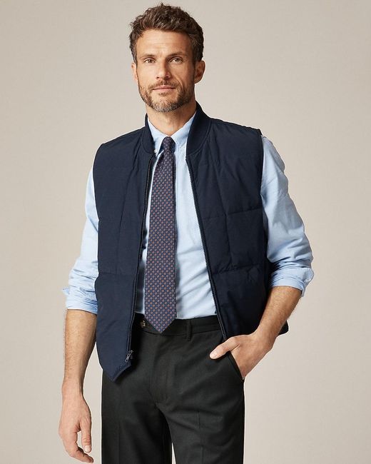 J.Crew Box-Quilt Insulated Vest With Primaloft in Blue for Men | Lyst