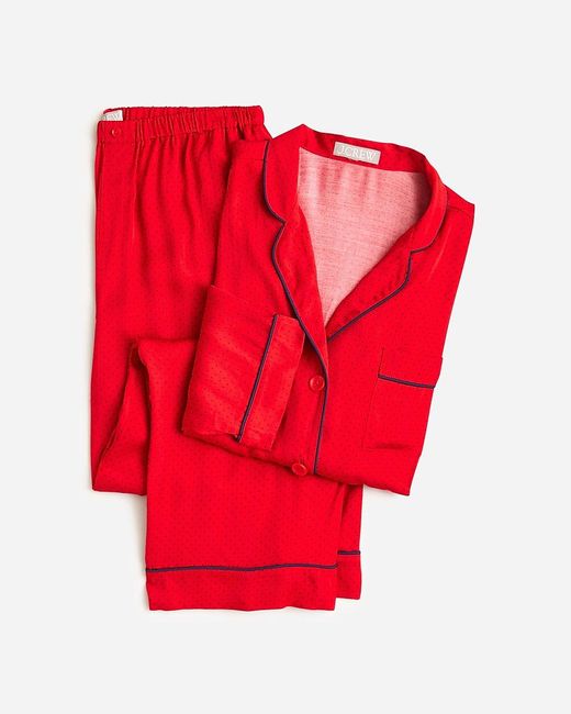 J.Crew Satin Pajama Pant Set in Red | Lyst